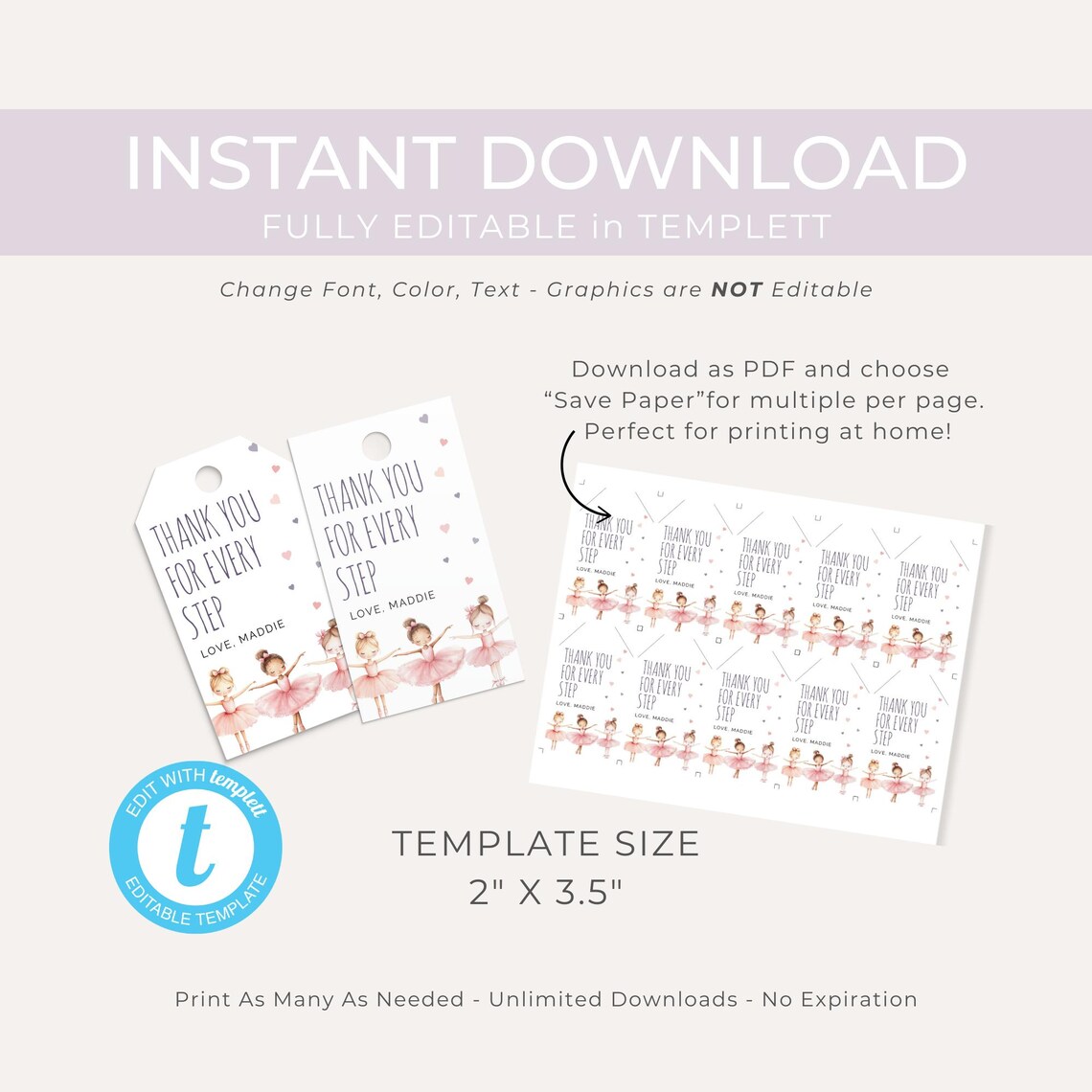 Thank You Gift Tag Dance Teacher, Dance Class Thank You, Dance ...