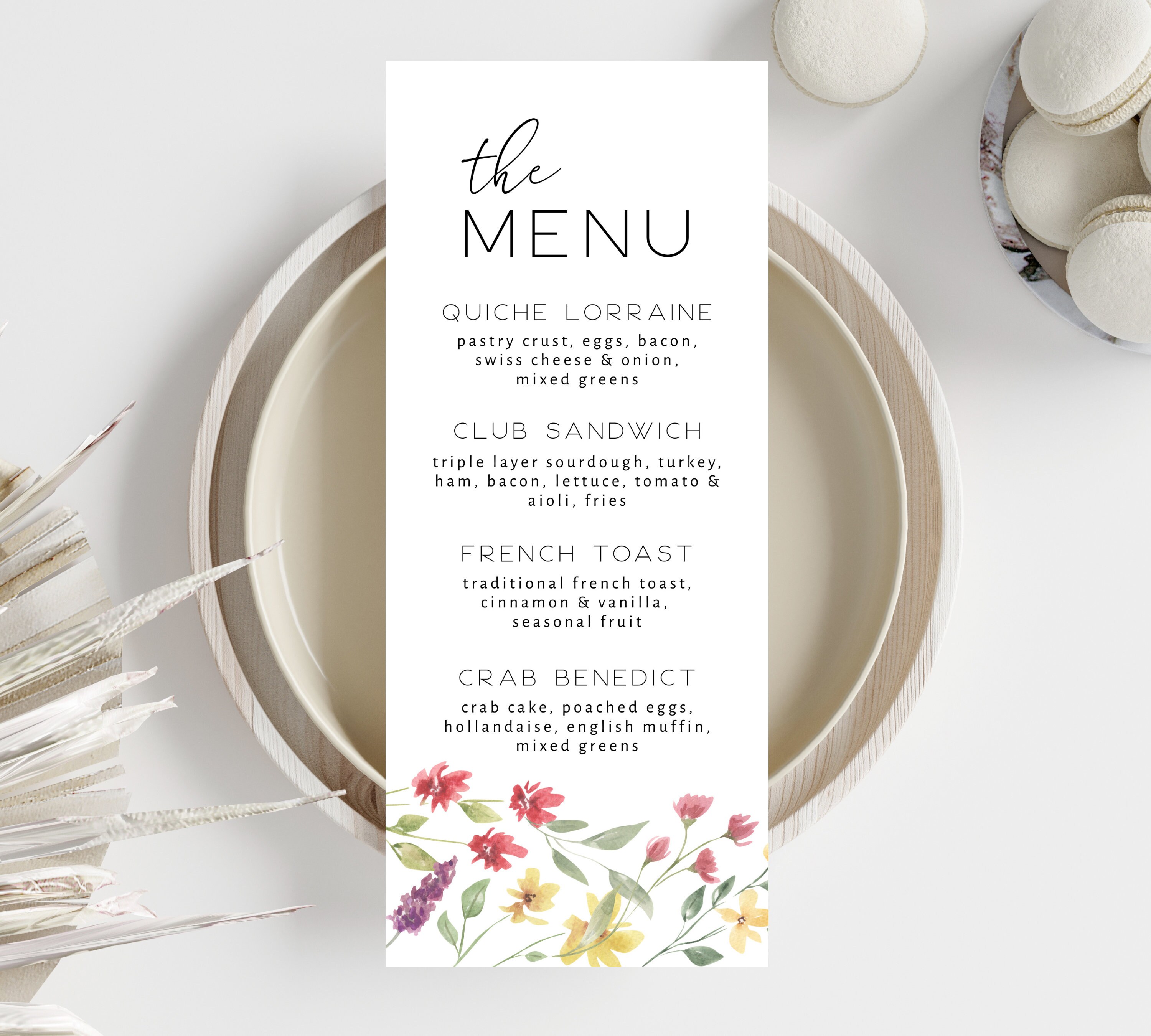 Menu Card Template, Bridal Shower Menu Template, Printable Menu ...
