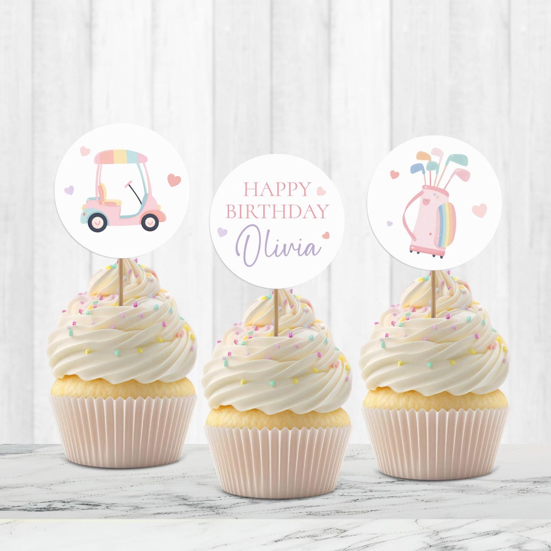 Golf Party Cupcake Topper Printable, Girl Golf Par-tee Birthday Decor ...
