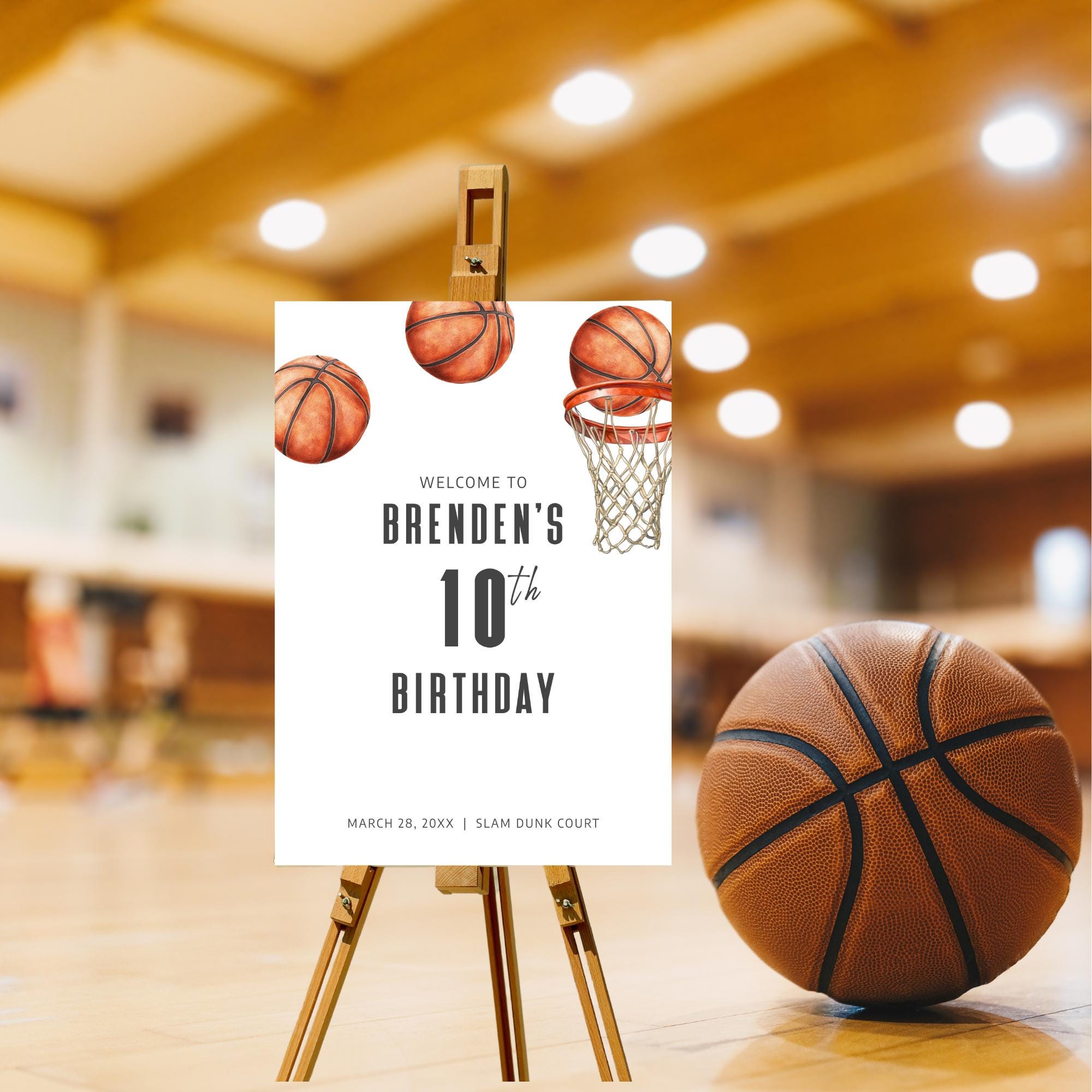 Basketball Birthday Welcome Sign Editable, Sports Themed Party Welcome ...