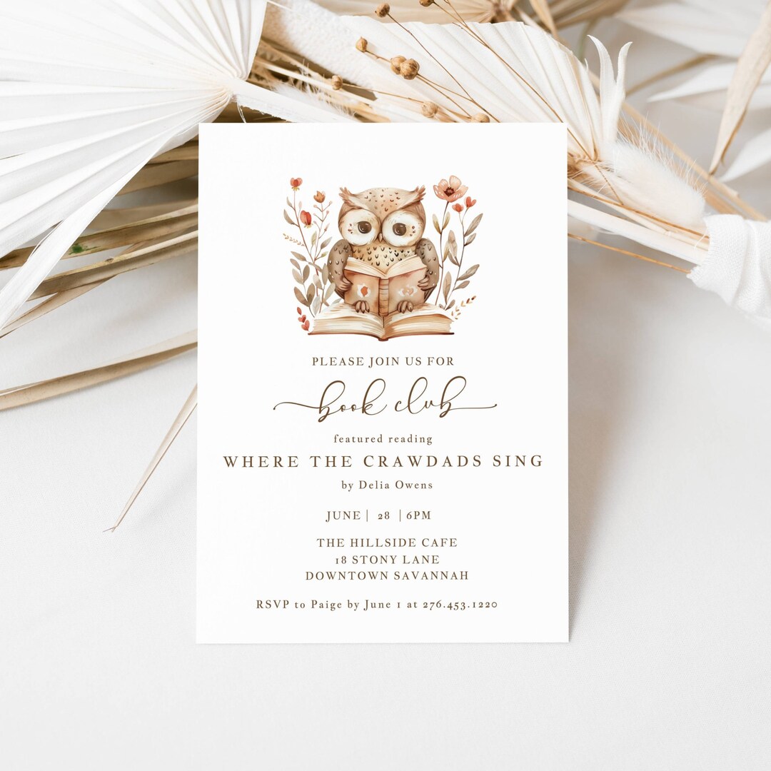 Editable Book Club Invitation Template, Cottagecore Invite Book Club ...
