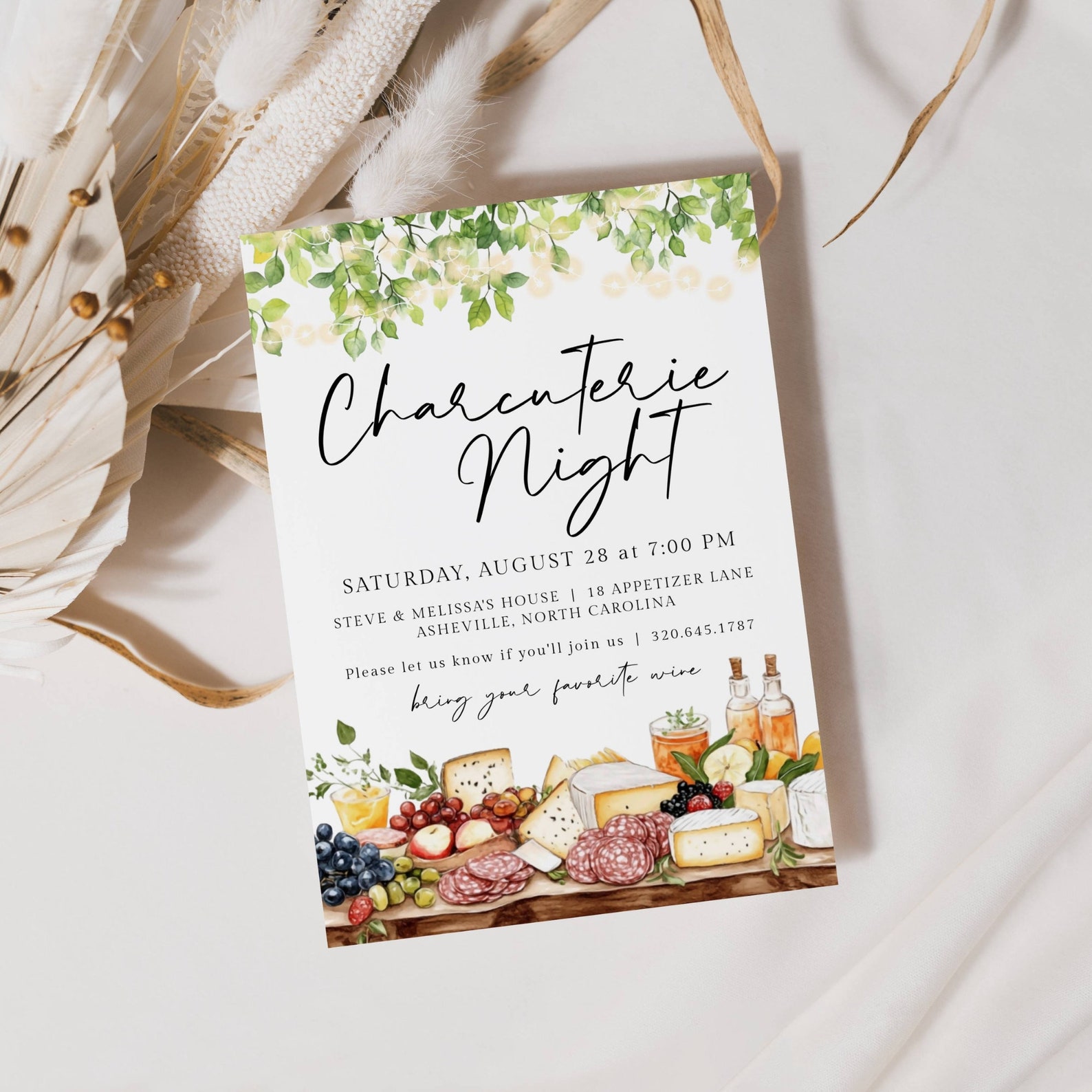 Charcuterie Party Invite, Cottagecore Invite Wine and Cheese Night ...