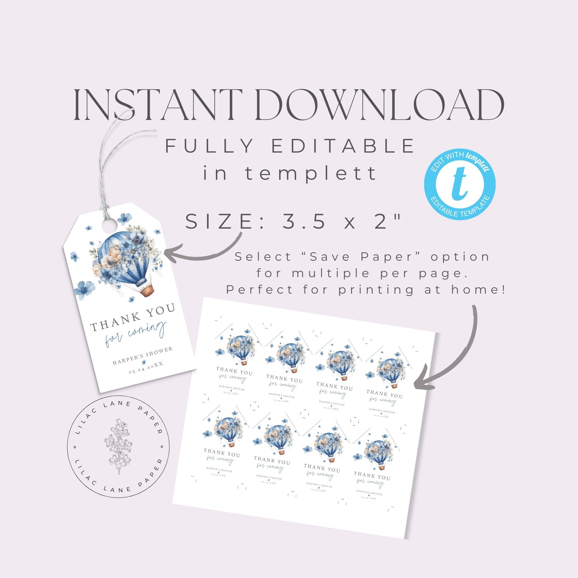 Blue Favor Tag Printable Editable, Something Blue Bridal Shower Gift ...