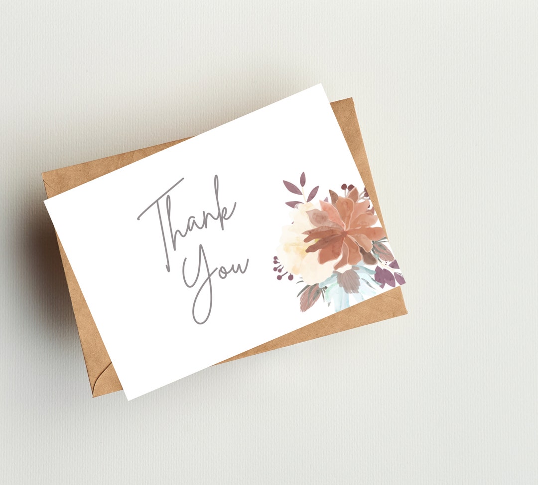 Bridal Shower Thank You Card, Winter Floral Bridal Shower Thank You ...