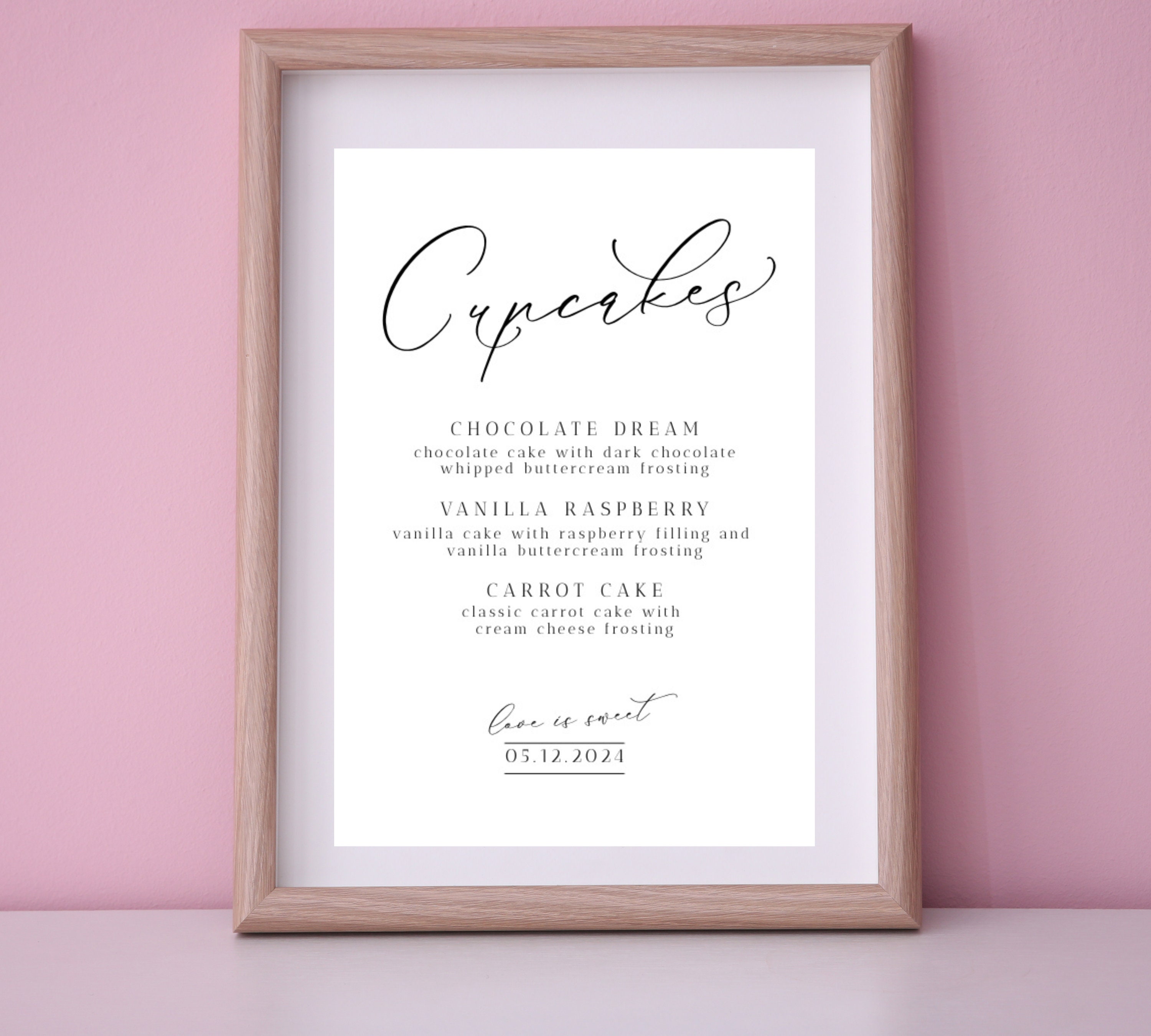 Cupcake Menu Sign Editable Wedding Cupcake Sign Template - Etsy