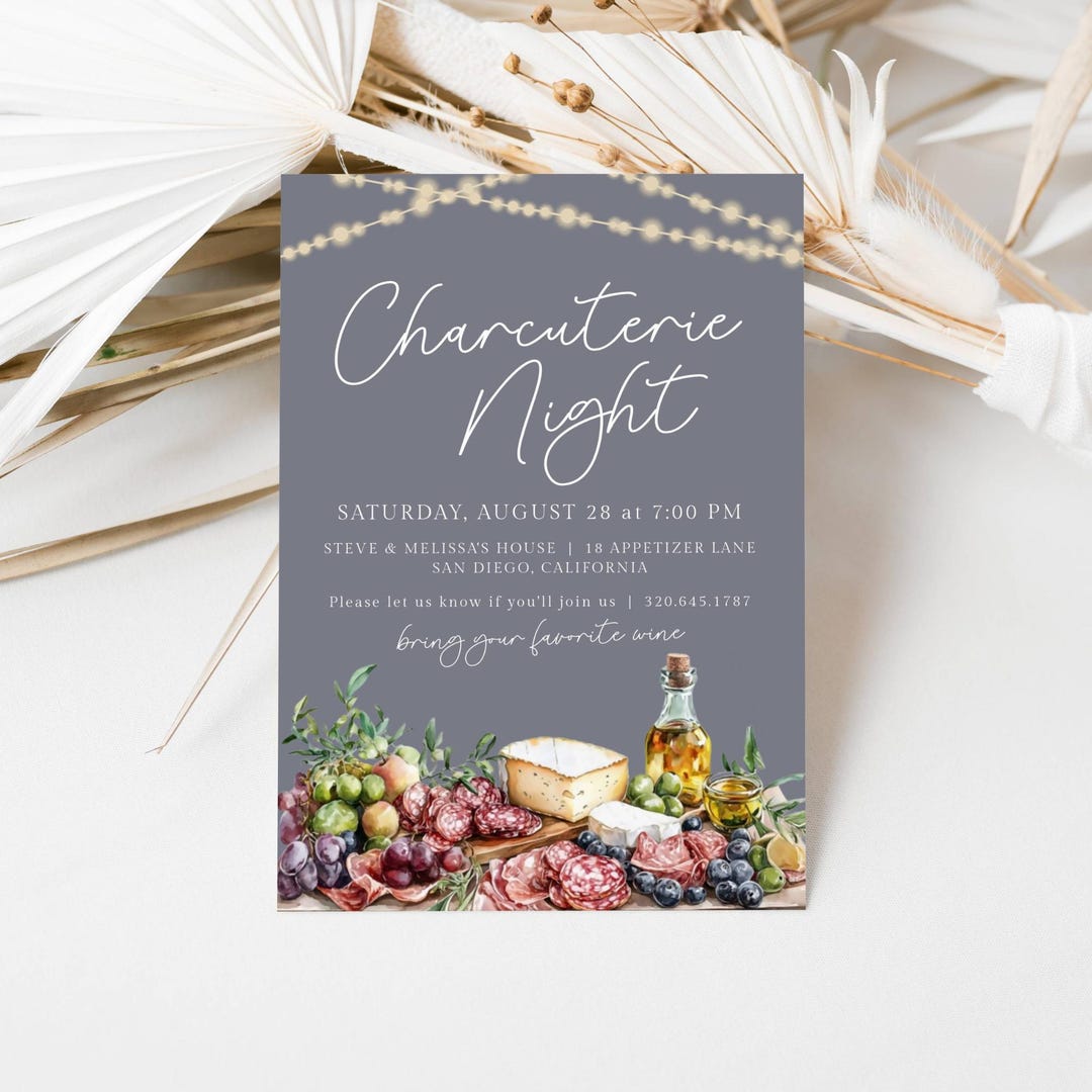 Charcuterie Night Party Invite, Girls Night Charcuterie, Wine and ...
