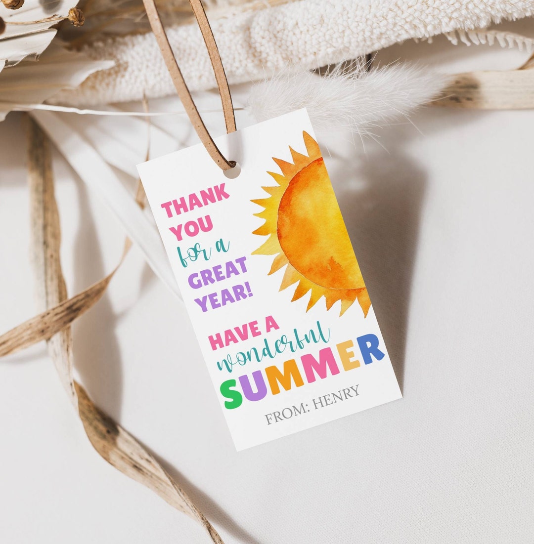 Teacher Gift Tag End of Year, Summer Teacher Appreciation Gift Tags ...