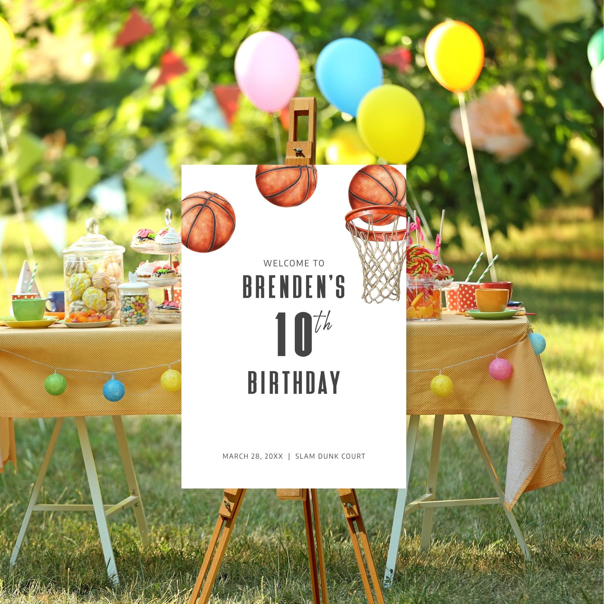 Basketball Birthday Welcome Sign Editable, Sports Themed Party Welcome ...