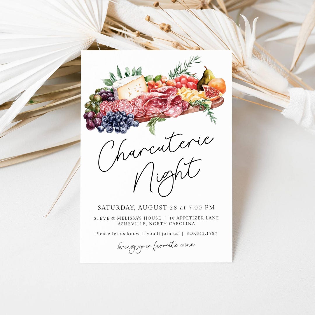Charcuterie Board Party Invite, Wine and Cheese Night Invite ...