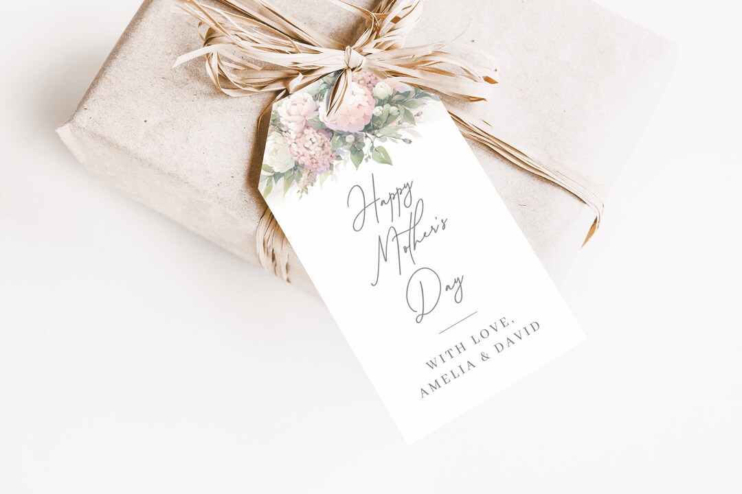 Mother's Day Gift Tag Printable Template, Pastel Pink Floral Gift Tag ...