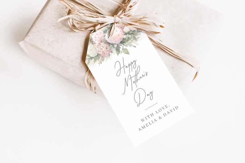 Mother's Day Gift Tag Printable Template, Pastel Pink Floral Gift Tag ...
