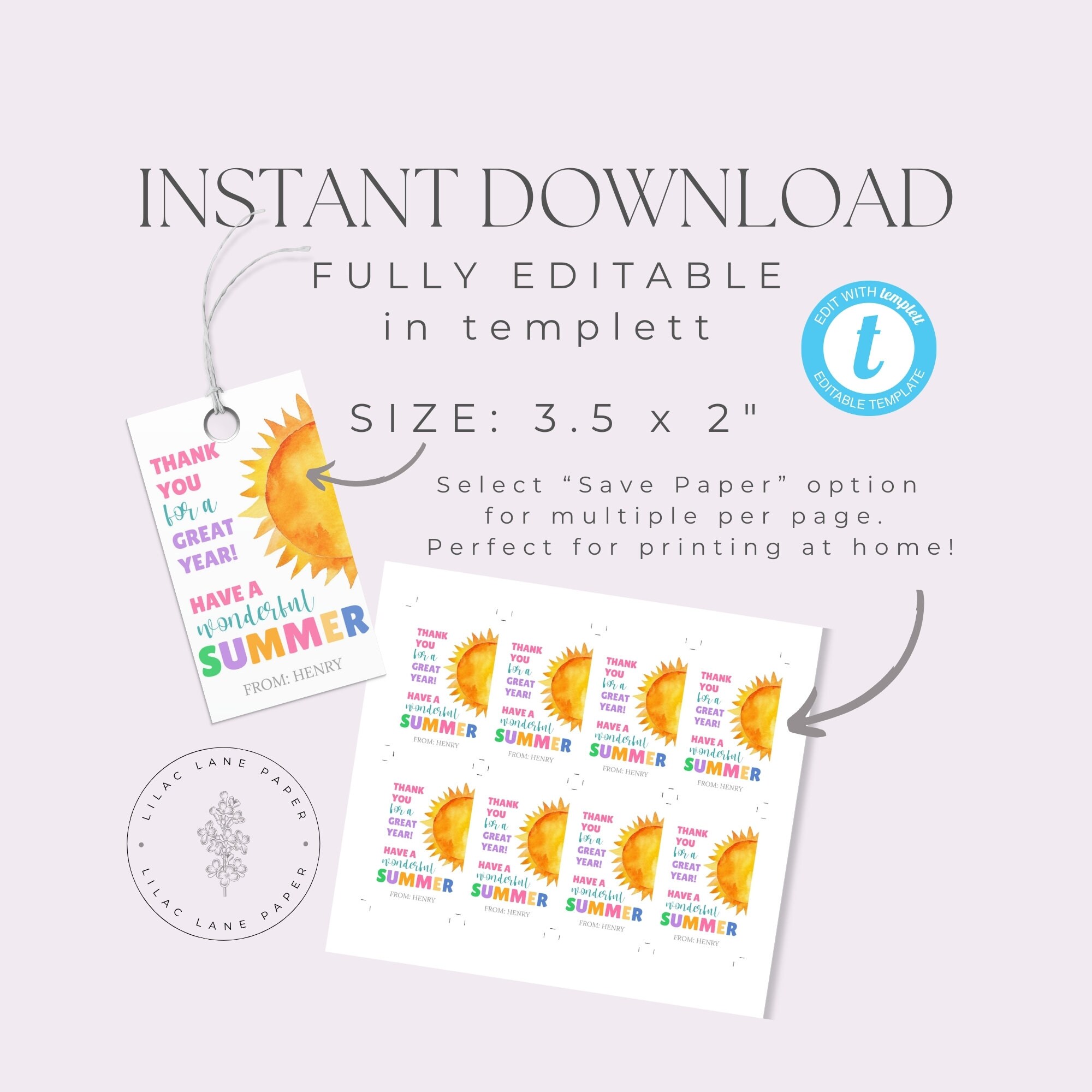 Teacher Gift Tag End of Year, Summer Teacher Appreciation Gift Tags ...