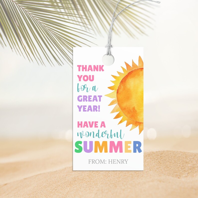 Teacher Gift Tag End of Year, Summer Teacher Appreciation Gift Tags ...