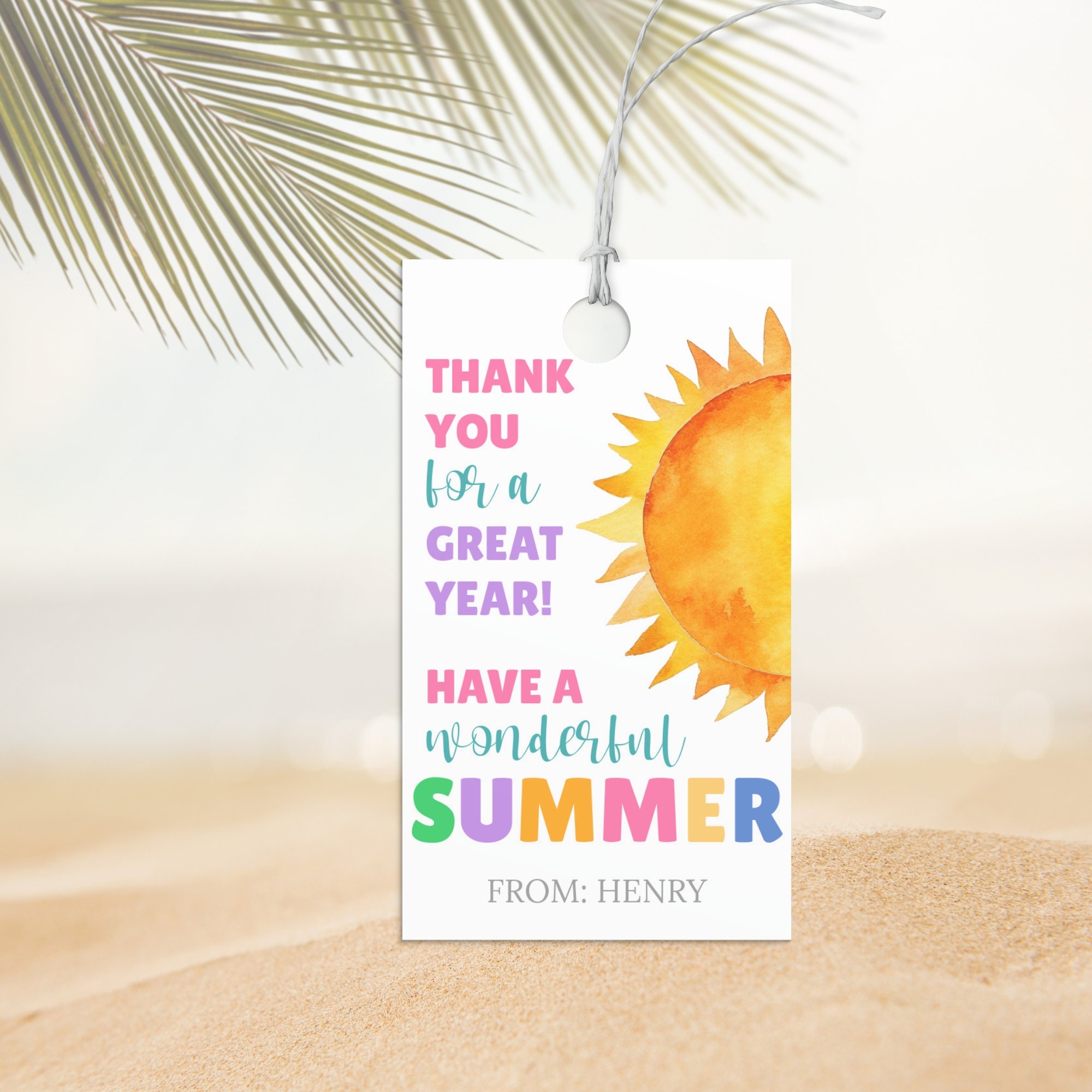 Teacher Gift Tag End of Year, Summer Teacher Appreciation Gift Tags ...