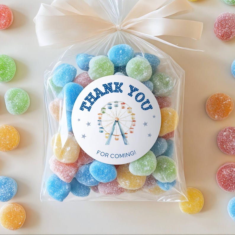 Circus Party Favor Sticker Template, Carnival Treat Tags Printable ...