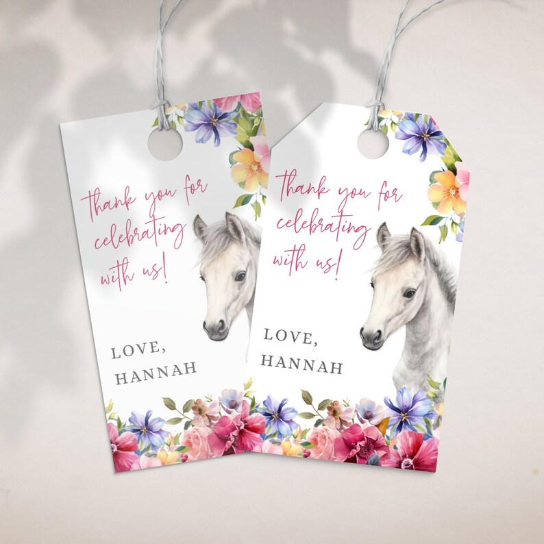 Horse Birthday Party Favor Tag, Editable Horse Favor Tags Printable ...