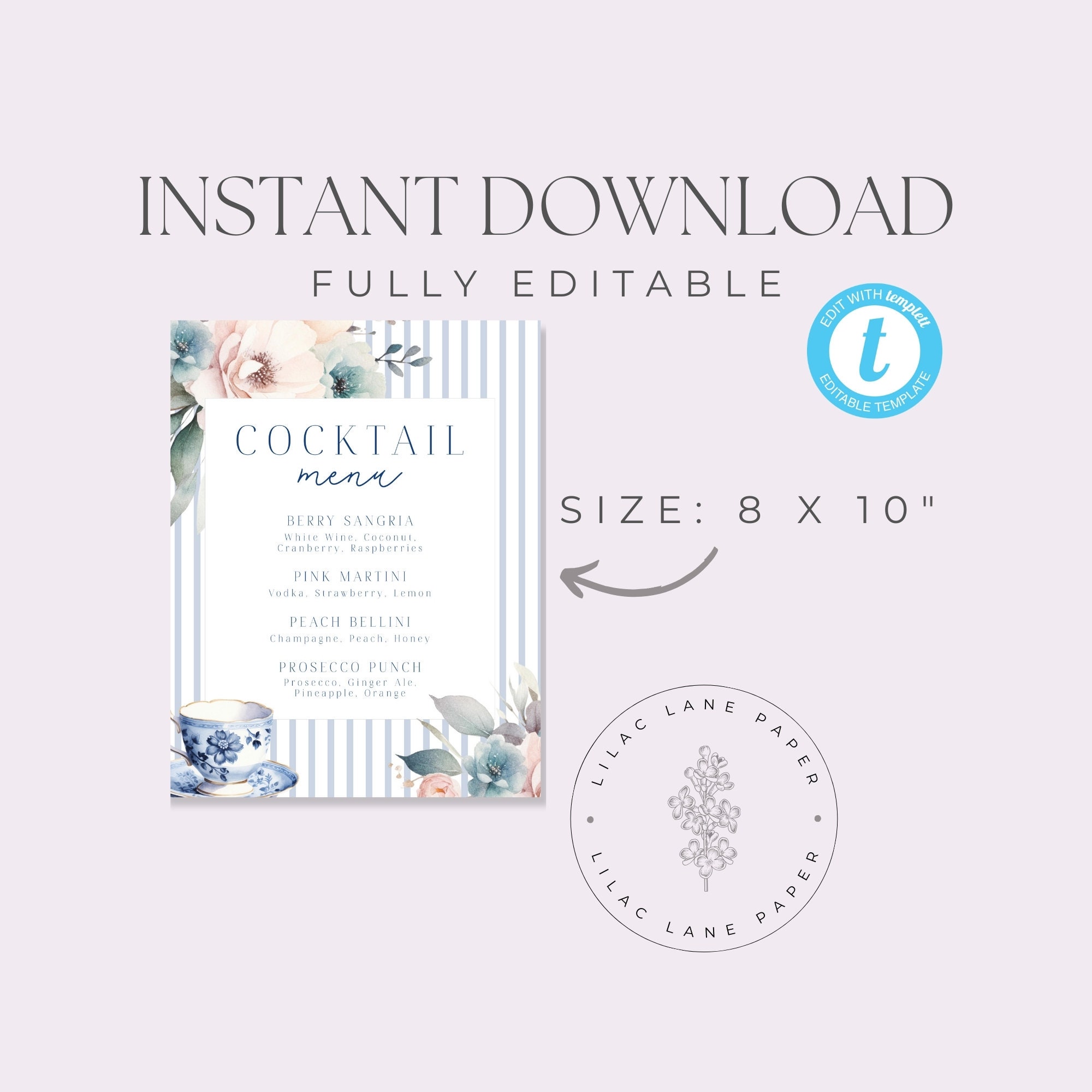 Bar Sign Printable, Cocktail Menu Sign, Tea With the Bride Sign, Tea ...