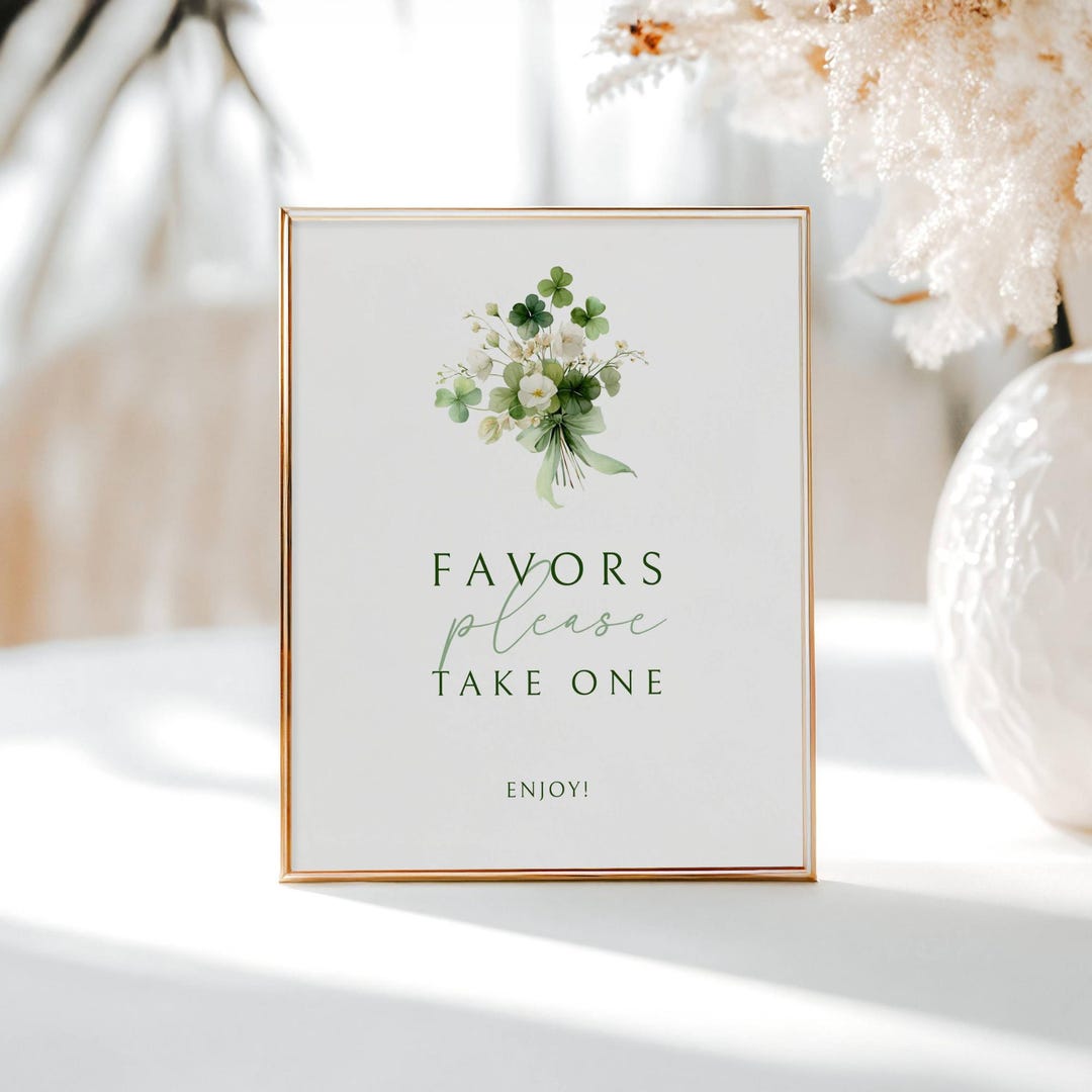 Favor Table Sign Printable Template, Lucky in Love Bridal Shower, Irish ...