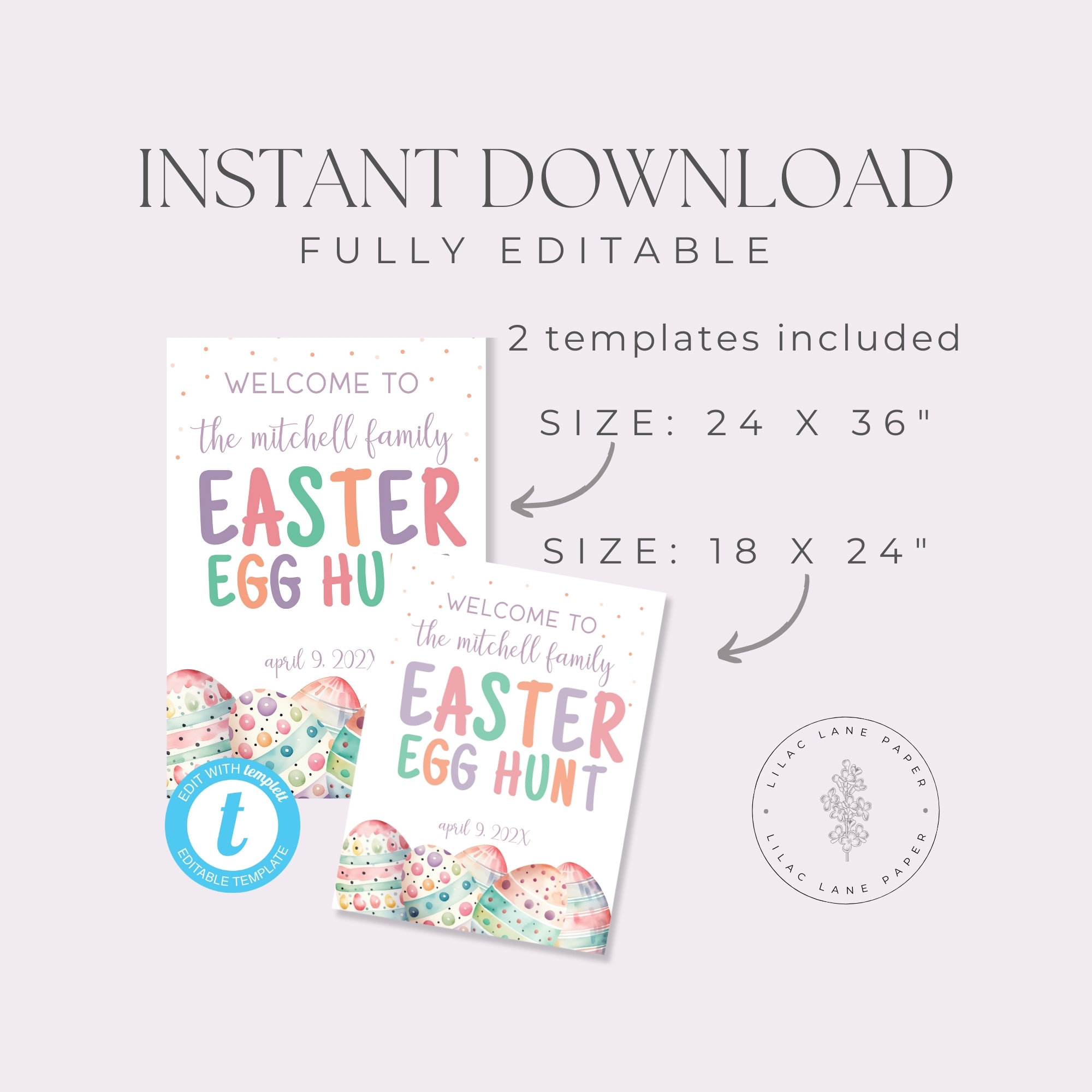 Easter Egg Hunt Welcome Sign, Easter Party Welcome Sign Template, Egg ...