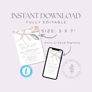 She's Tying the Knot Bridal Shower Invitation Template, Bow Bridal ...