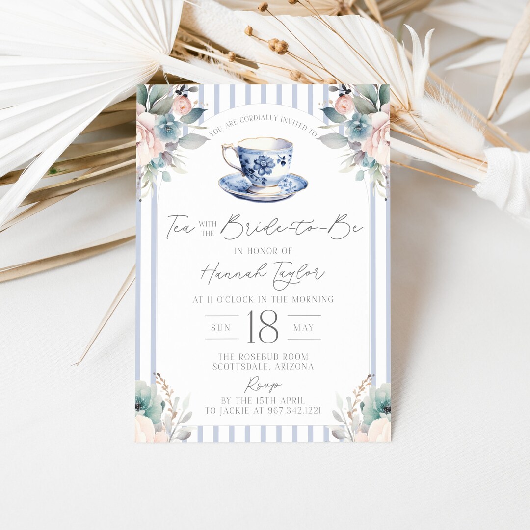 Tea With the Bride to Be Invitation Template, Bridal Shower Tea Party ...