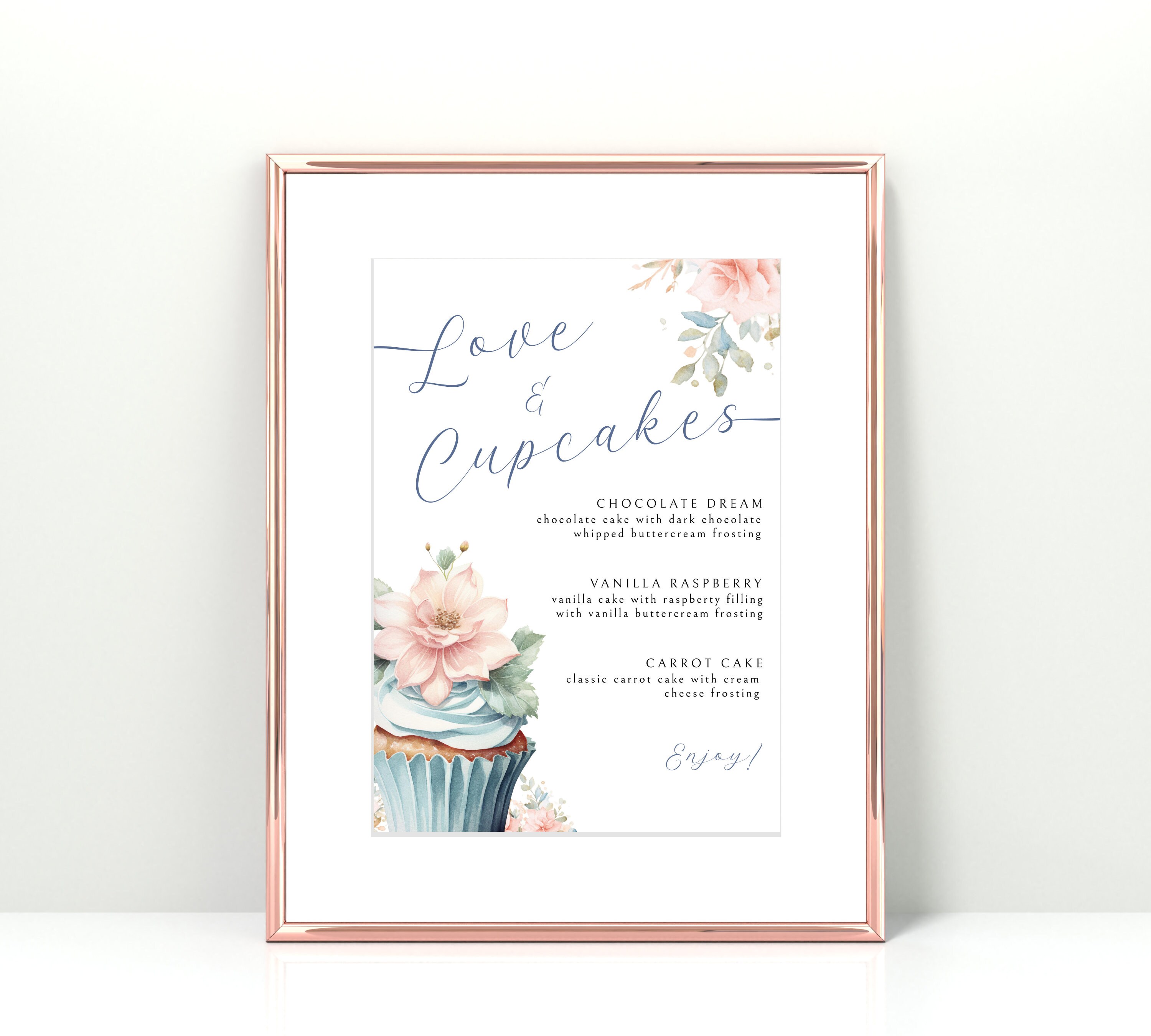 Cupcake Bar Sign, Cupcake Menu Template, Instant Download, Bridal ...