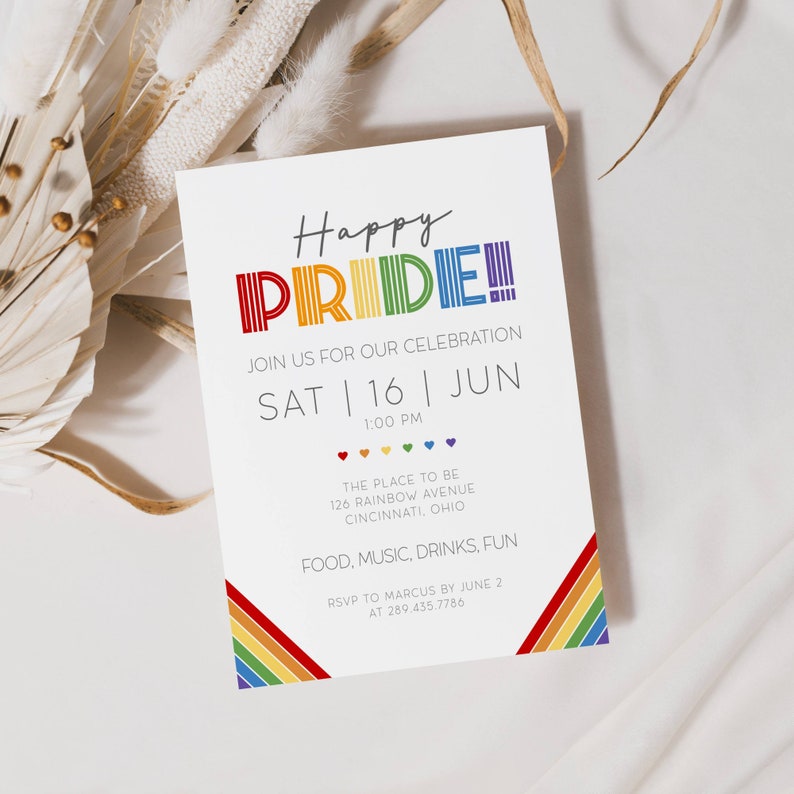 Pride Party Invitation, LGBTQ Party Invite, Gay Pride Invitations ...