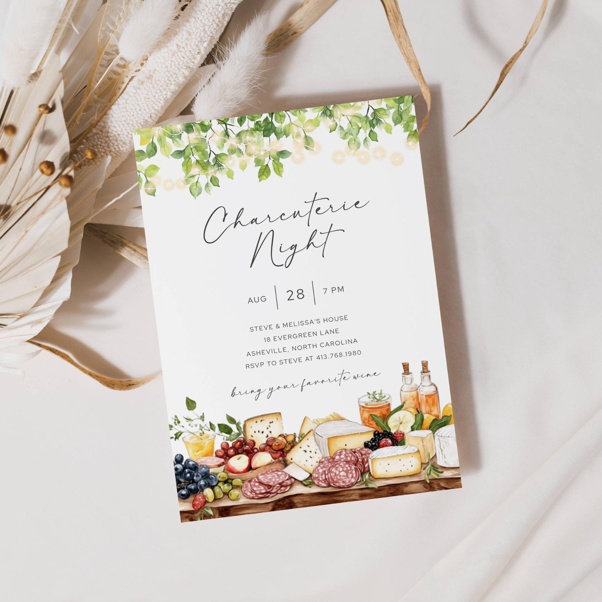 Charcuterie Party Invite, Cottagecore Invite Wine and Cheese Night ...