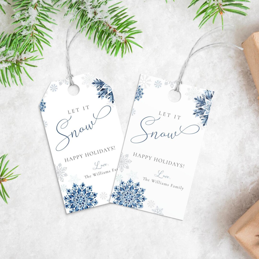 Let It Snow Christmas Gift Tags, Printable Gift Tags Christmas, Holiday ...