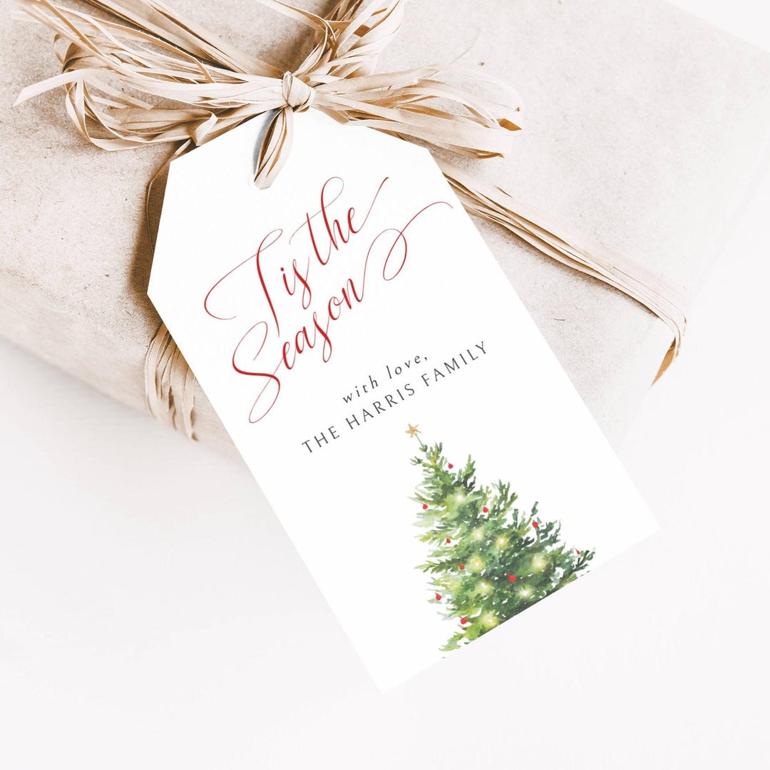 Tis the Season Christmas Tag Editable Printable, Personalized Christmas ...