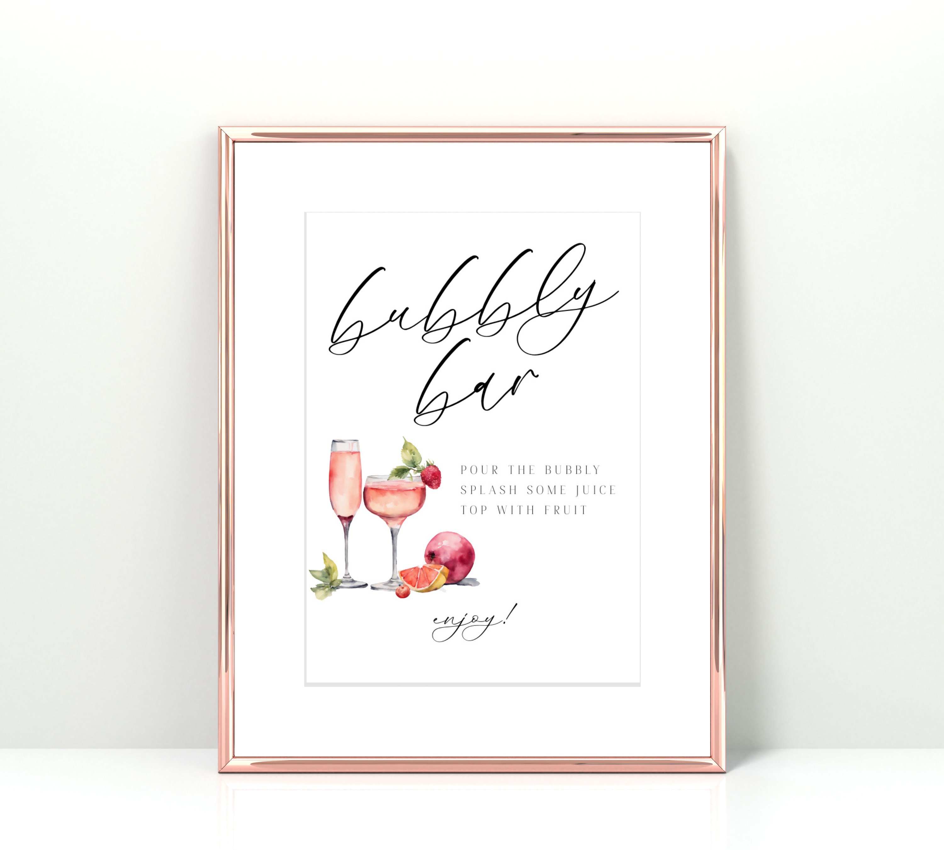Bubbly Bar Sign, Mimosa Bar Sign Template, Bridal Shower Drink Sign ...