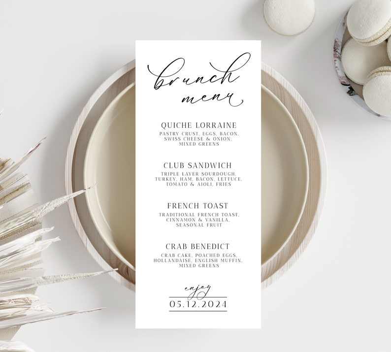 Editable Menu, Minimalist Brunch Menu Template, Instant Download ...