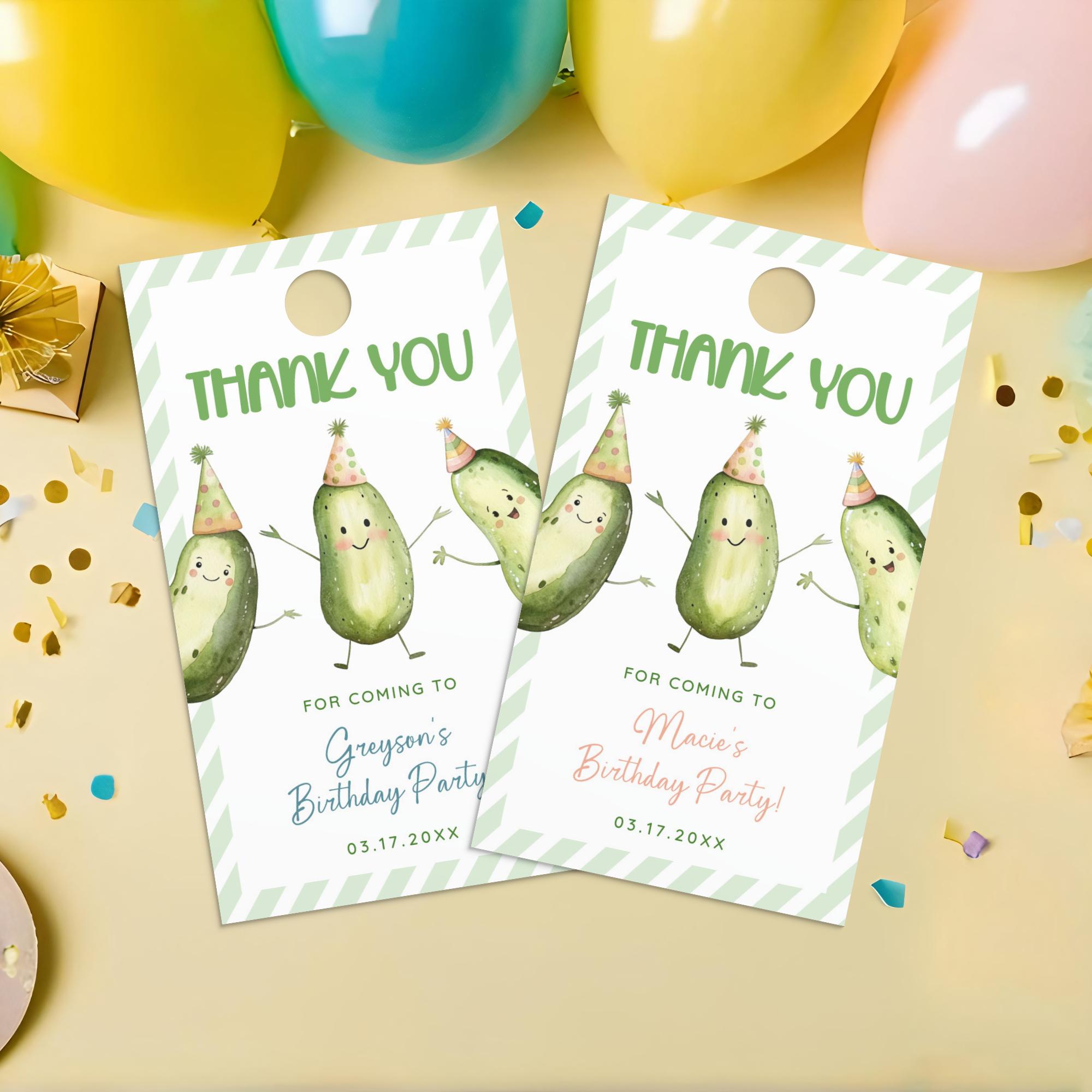 Pickle Party Favor Tag, Printable Pickle Thank You Tag, Pickle Themed ...