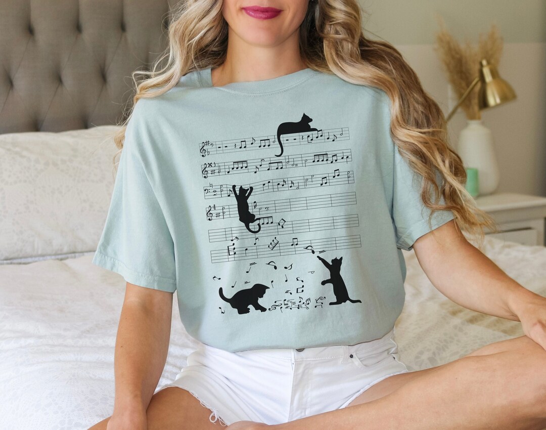 Funny Black Cats Music Notes T-shirt, Cat Lover Gift, Music Lover Gift ...