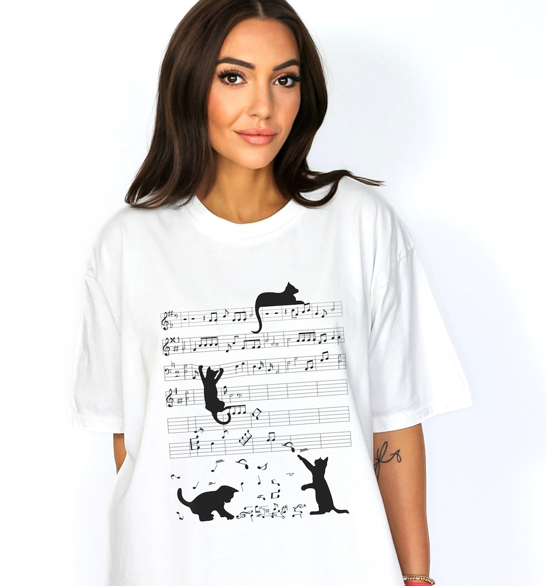 Funny Black Cats Music Notes T-shirt Cat Lover Gift Music - Etsy