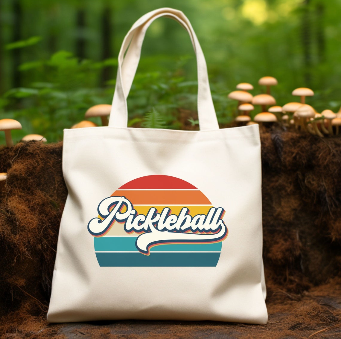 Retro Pickleball Natural Canvas Tote Bag, Pickleball Gifts, Pickleball ...