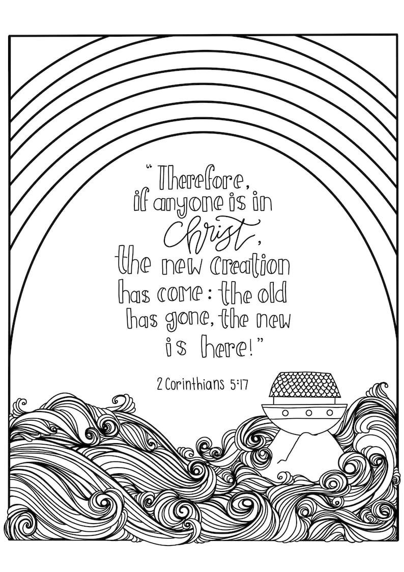 Bible Verse Art Scripture Coloring Pages 2 Corinthians 5:17 - Etsy