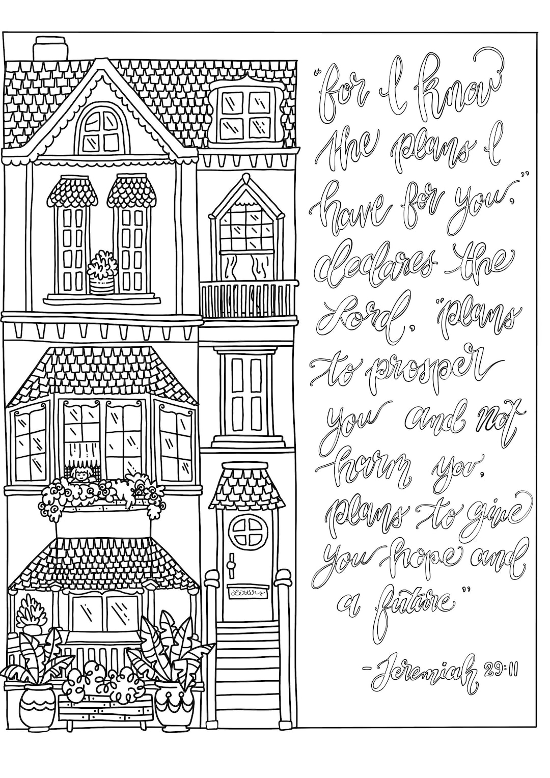Bible Verse Art Scripture Coloring Pages Jeremiah 29:11 - Etsy