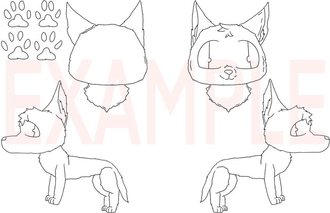 Husky German Shepard Reference Sheet Outline Dog Drawing - Etsy