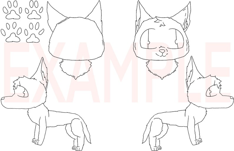 Husky German Shepard Reference Sheet Outline Dog Drawing - Etsy