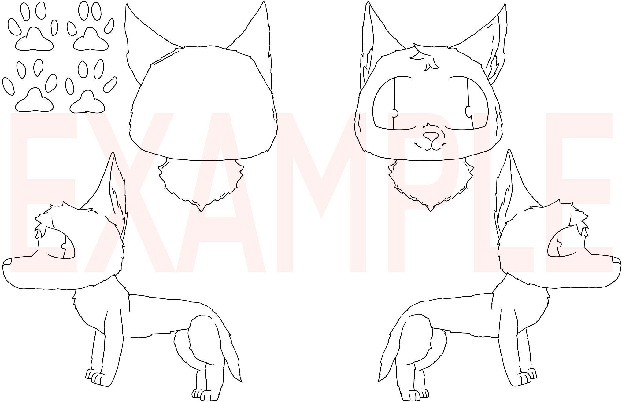 Husky German Shepard Reference Sheet Outline Dog Drawing - Etsy