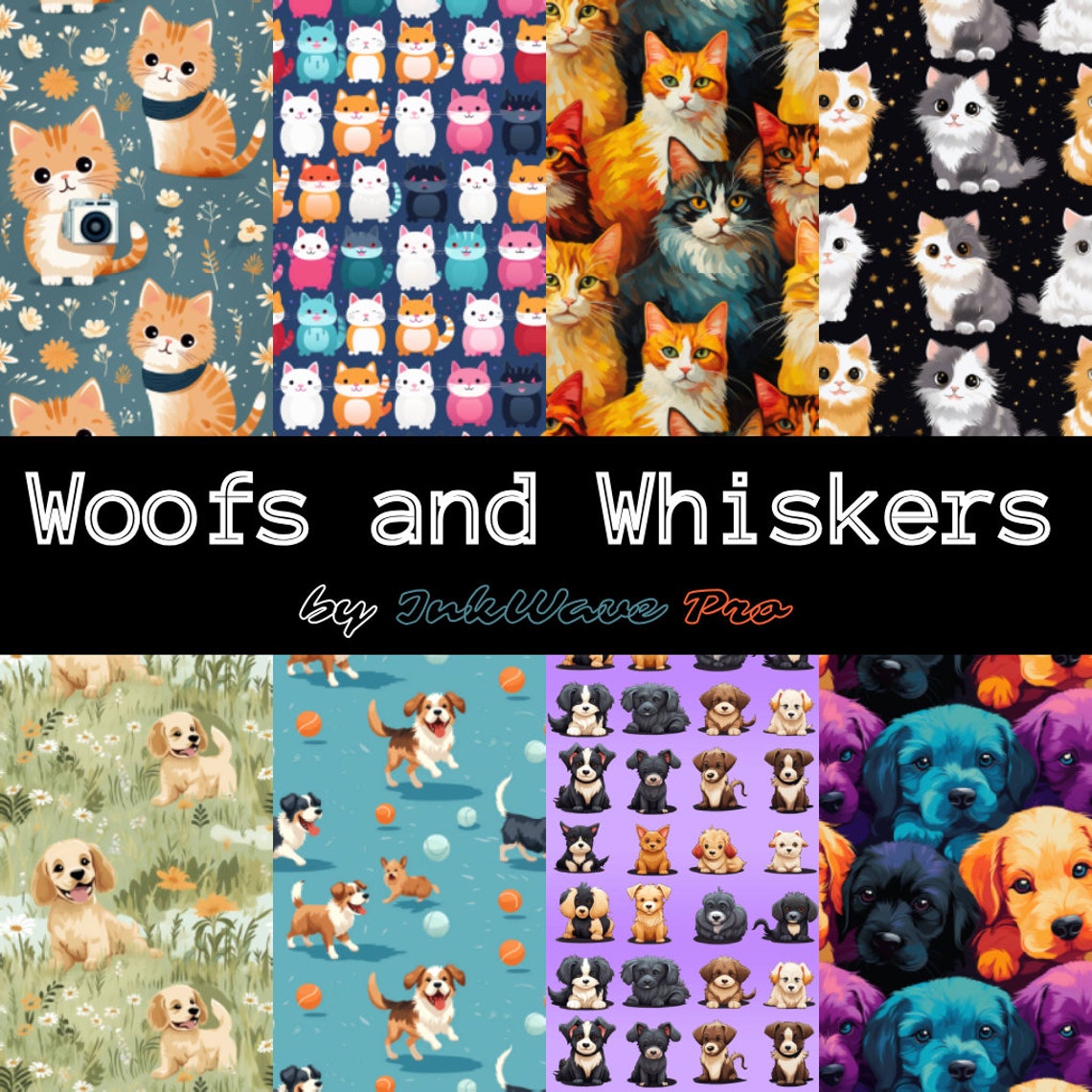 Digital Seamless Pattern Animal Seamless Pattern Cute Cats and Dogs ...