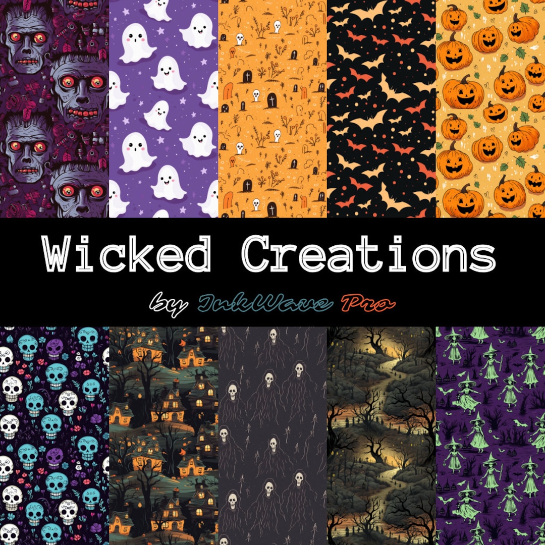 Creepy Halloween Seamless Pattern: Spooky Digital Paper (12x12in) - Etsy