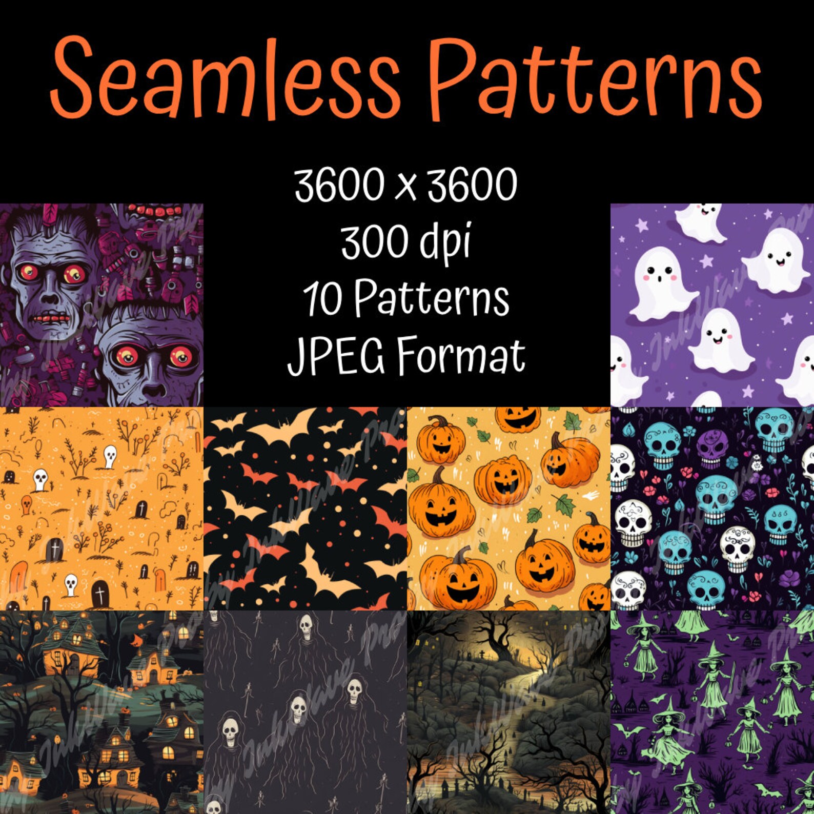Creepy Halloween Seamless Pattern: Spooky Digital Paper (12x12in) - Etsy