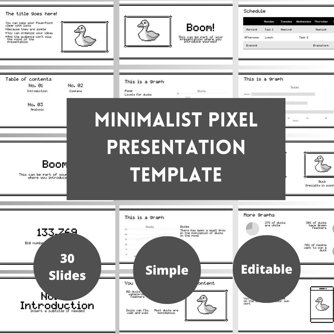 Minimal Pixel Powerpoint Template for School, Business and Casual. - Etsy