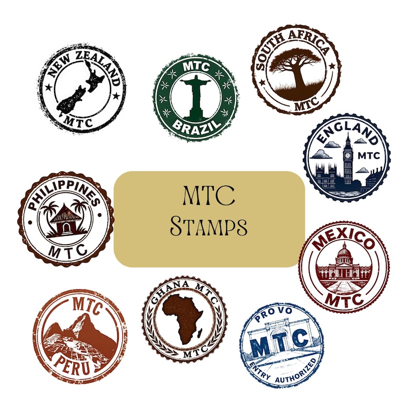 Missionary Stamp Clipart Bundle | 24 PNG Travel Stamps | LDS Mission ...