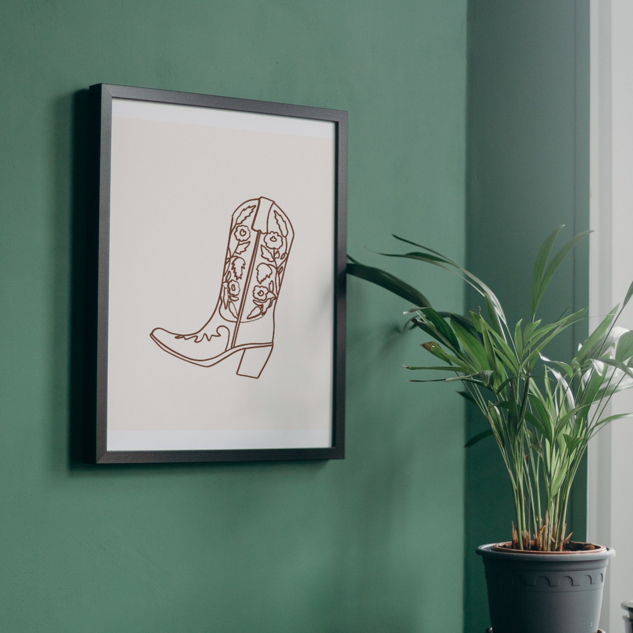 Cowboy Boot Print Classic Western Wall Art Brown Boot Poster Vintage ...