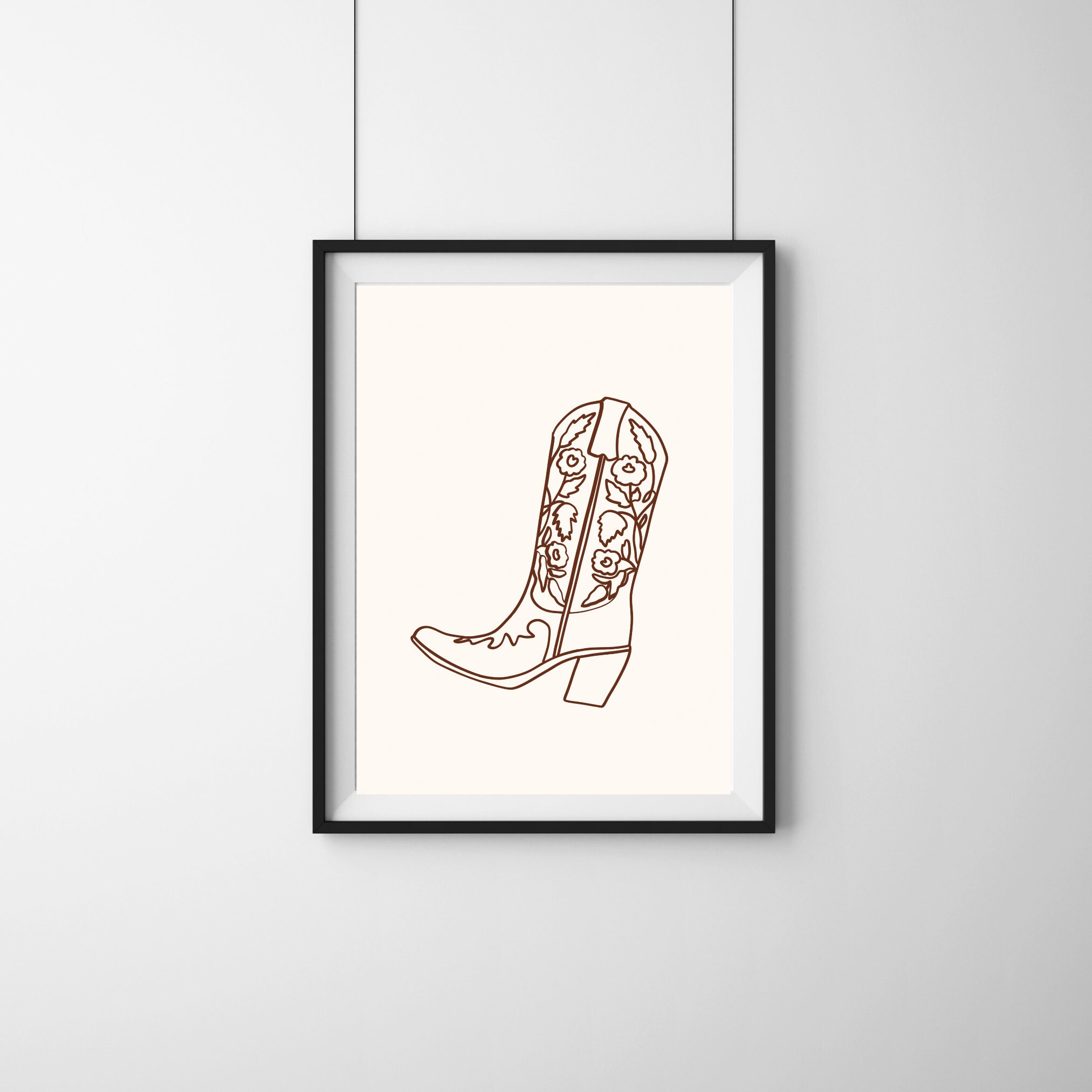 Cowboy Boot Print Classic Western Wall Art Brown Boot Poster Vintage ...