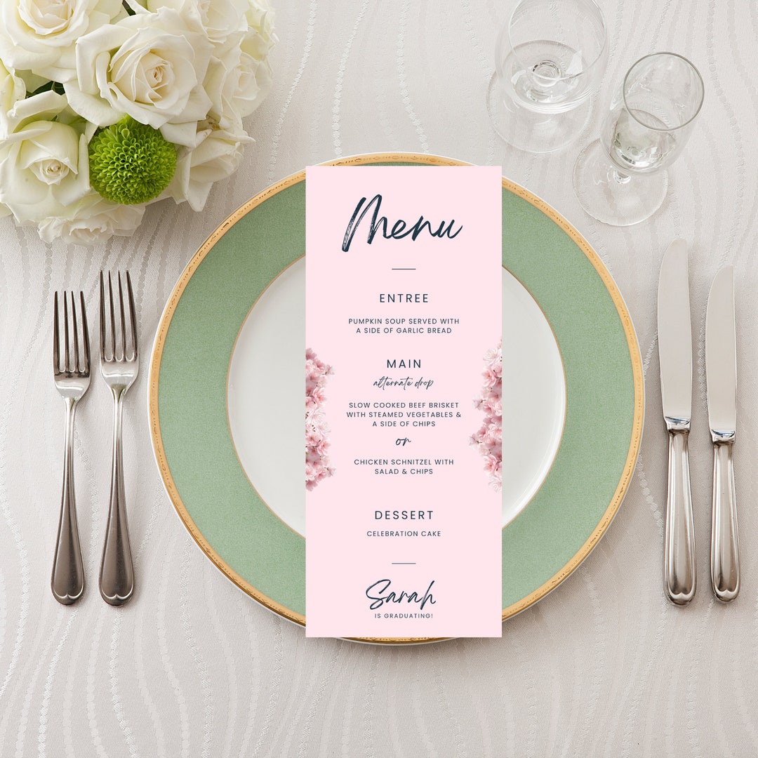 Menu Cards Template, 100% Editable, Table Menu, Printable Menu Card ...