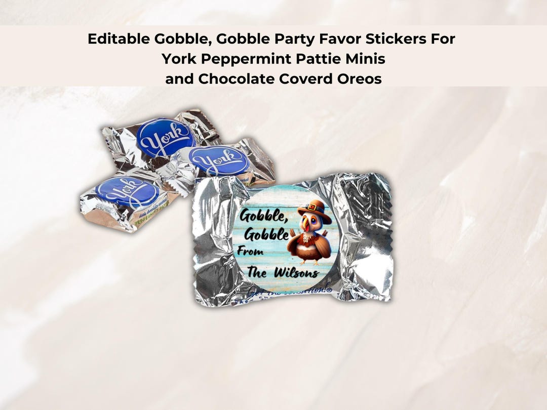 Editable Thanksgiving Favor Stickers for York Peppermint Pattie Minis ...